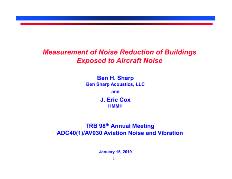 Measurement of Noise Reduction of Buildings Exposed to Aircraft Noise ...